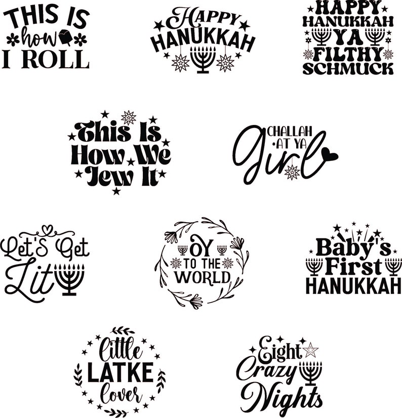 Funny Hanukkah SVG PNG Bundle - Menorah Svg, Dreidel Svg, Jewish Svg ...