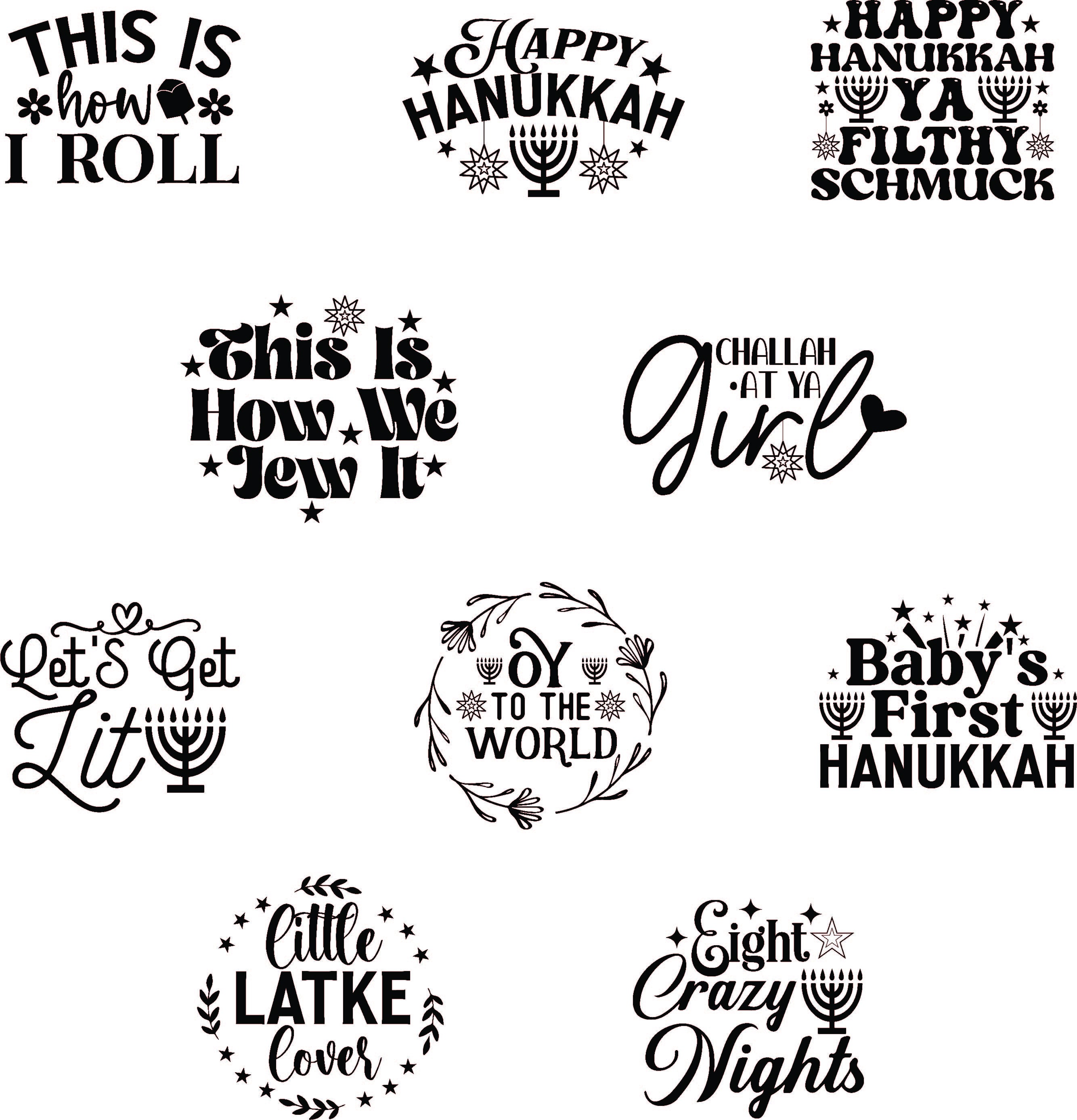 Funny Hanukkah SVG PNG Bundle - Menorah Svg, Dreidel Svg, Jewish Svg ...