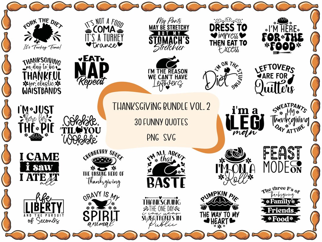 Funny Thanksgiving SVG Bundle Vol. 2! Funny, Witty, Sarcastic Quotes ...