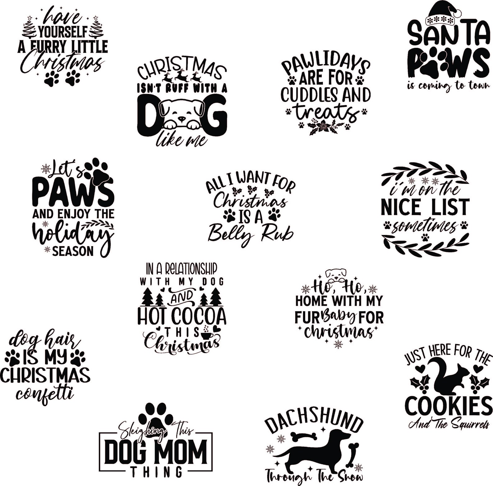 Dog Christmas SVG Bundle! Cut Files for Cricut, Cute Funny Dog Quotes ...