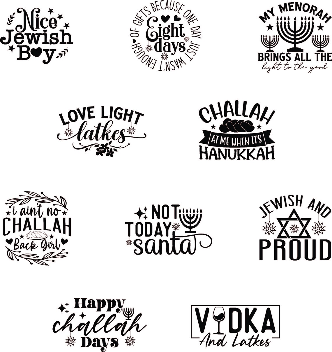 Funny Hanukkah SVG PNG Bundle - Menorah Svg, Dreidel Svg, Jewish Svg ...