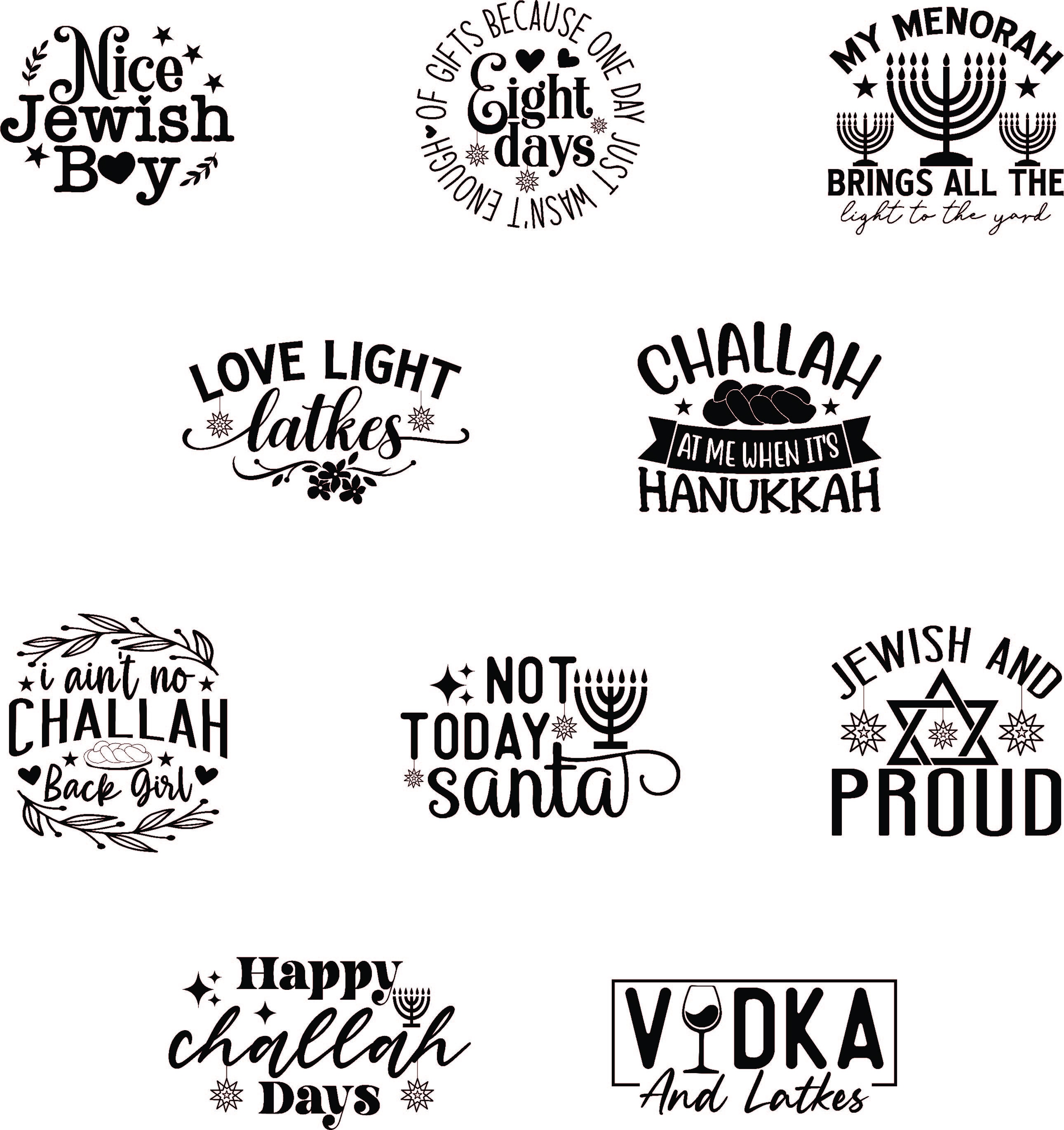 Funny Hanukkah SVG PNG Bundle - Menorah Svg, Dreidel Svg, Jewish Svg ...