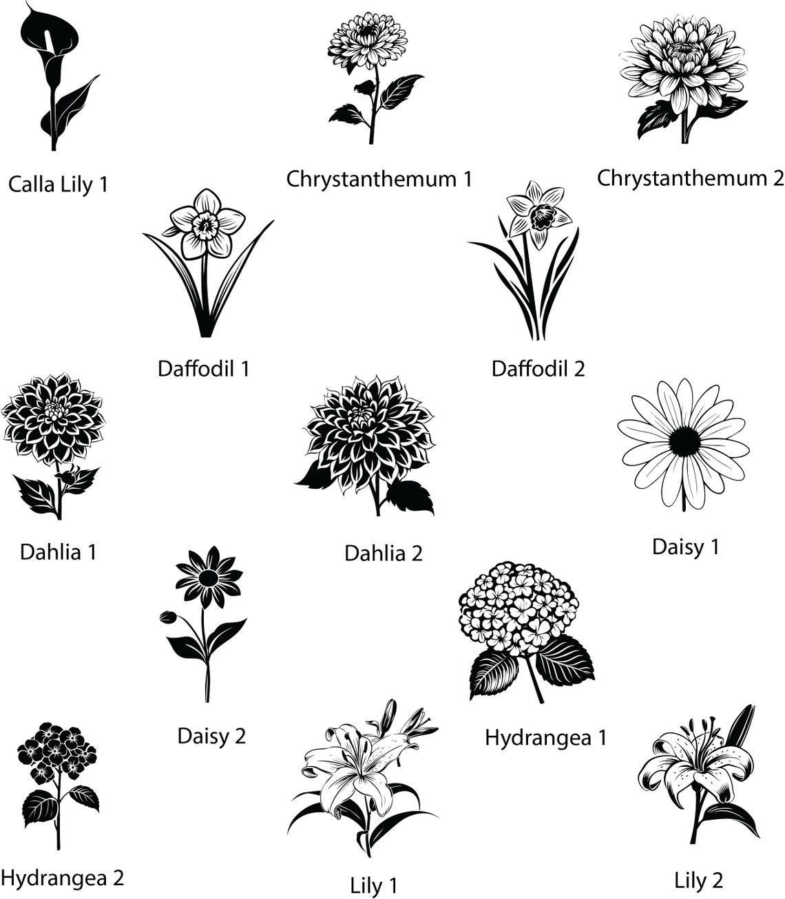 Flowers SVG Bundle Flower Clipart, Floral Svg, Wildflower Svg, Rose Svg ...