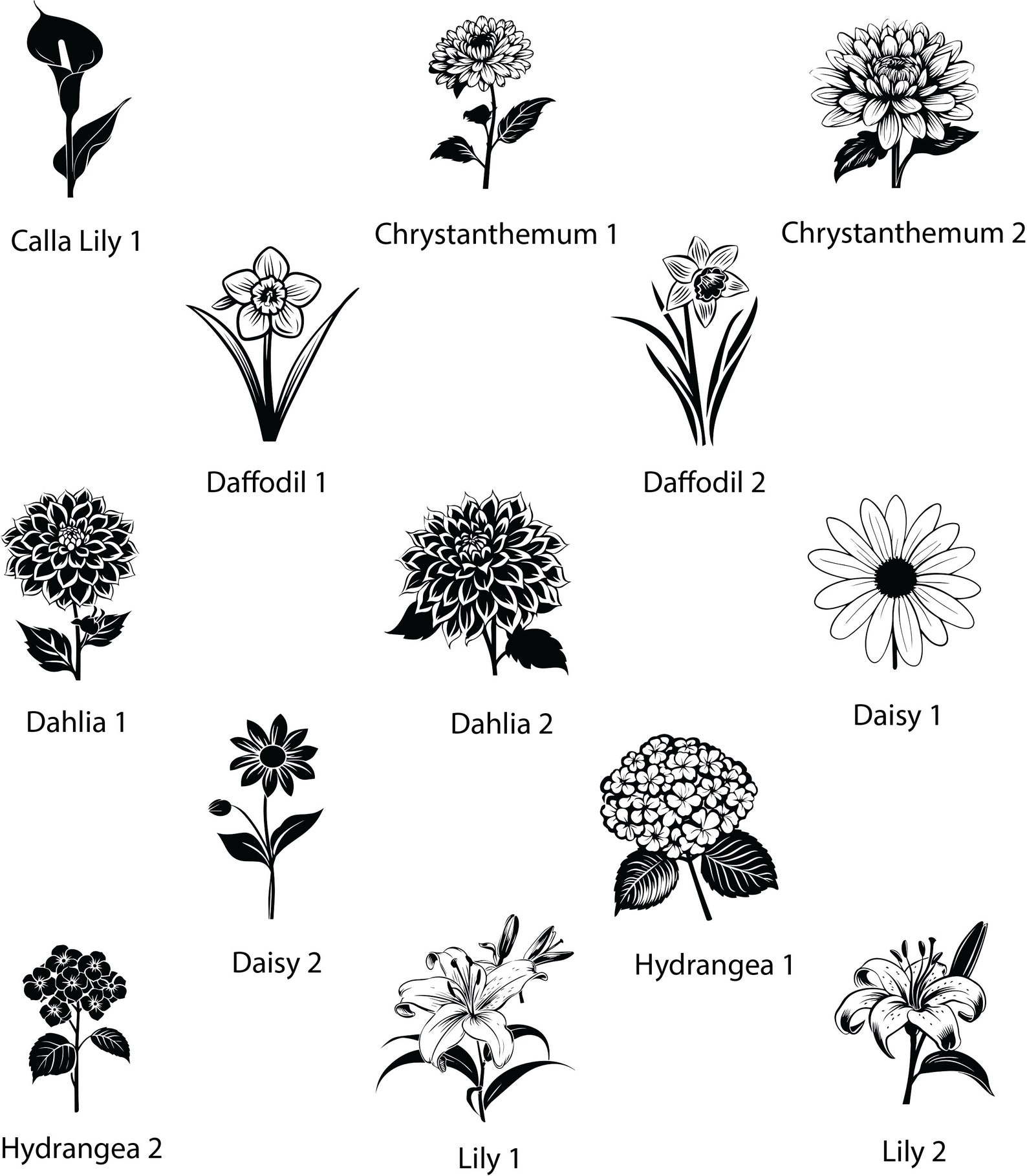 Flowers SVG Bundle Flower Clipart, Floral Svg, Wildflower Svg, Rose Svg ...