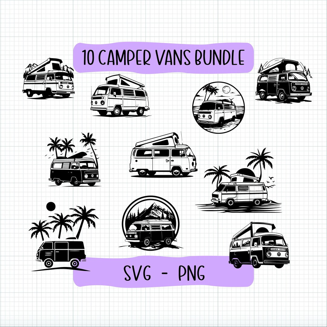 10 Camper Van SVG PNG Images Bundle Camping Svg, Adventure Svg, Travel ...