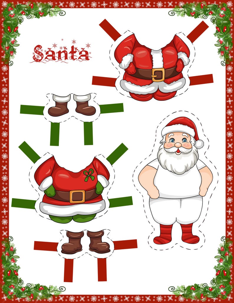 Christmas Paper Dolls With Santa, Mrs. Claus and BONUS Elf! Fun ...