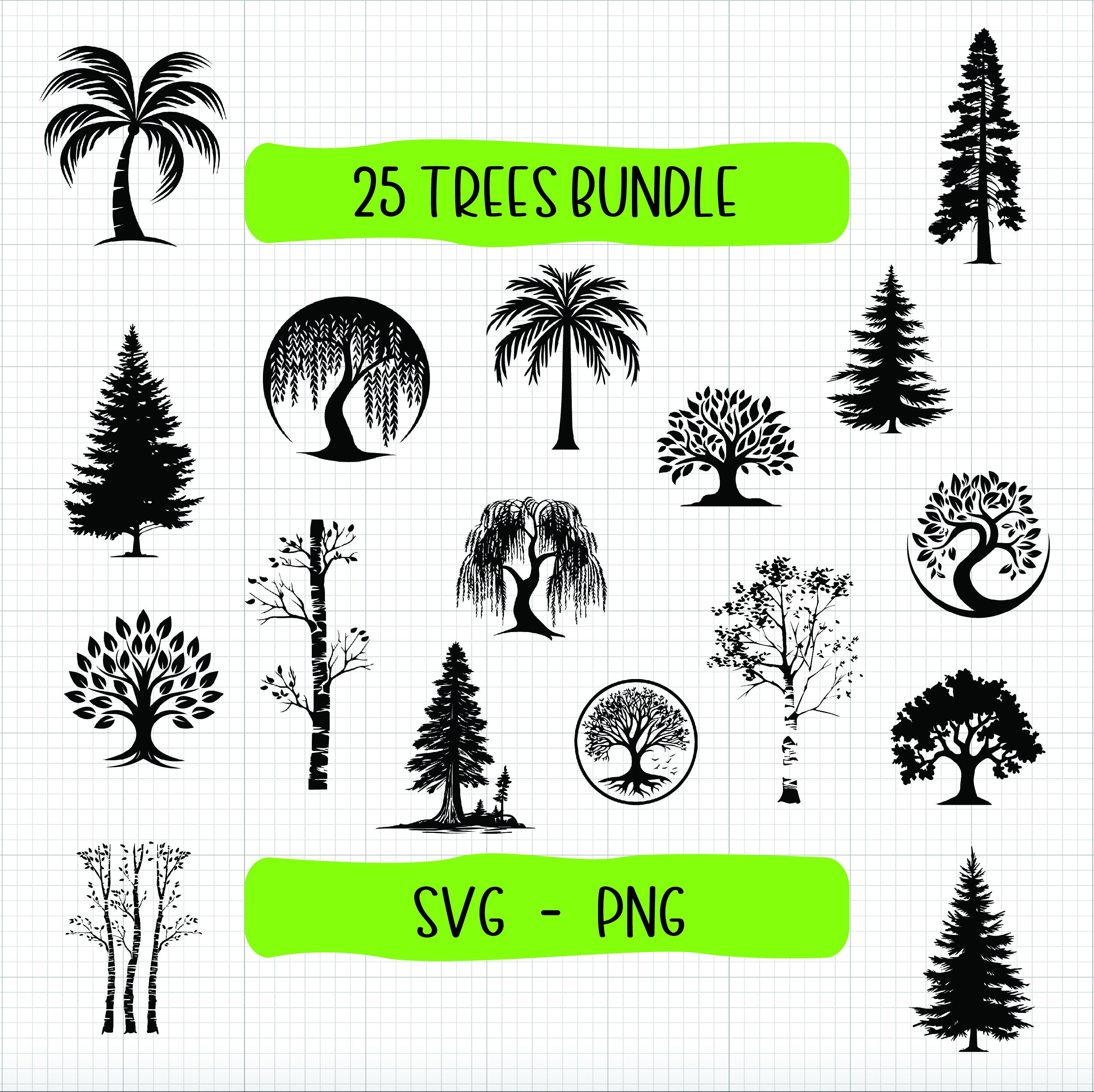 25 Trees SVG Bundle! Pine Tree Svg, Palm Tree Svg, Tree of Life Svg ...