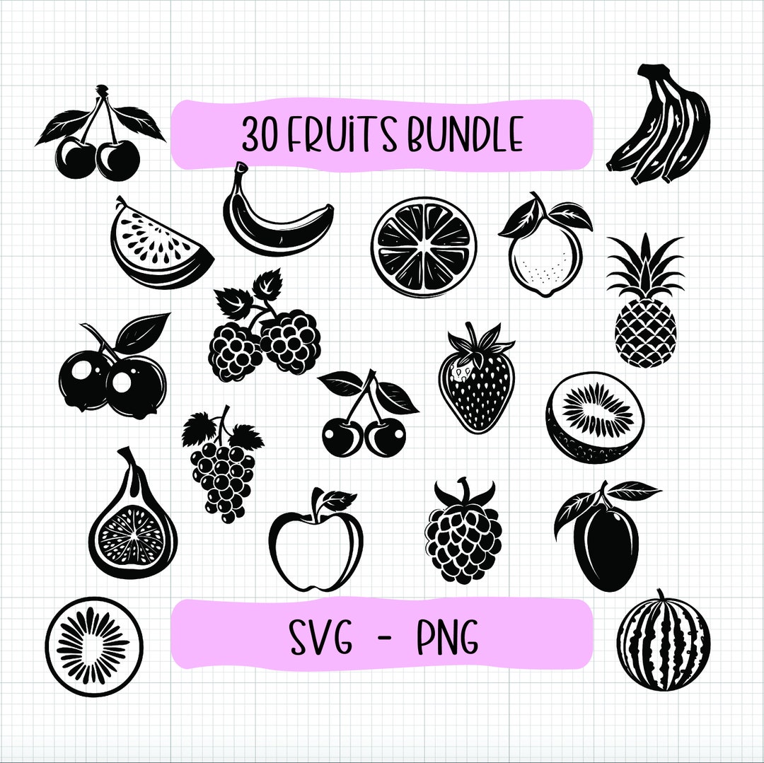 30 Fruits SVG PNG Bundle! Fruit Clipart, Fruit Cut Files, Strawberry ...