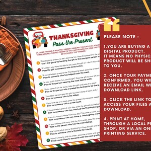 Thanksgiving Pass the Present Game, Printable Party Game (digital ...