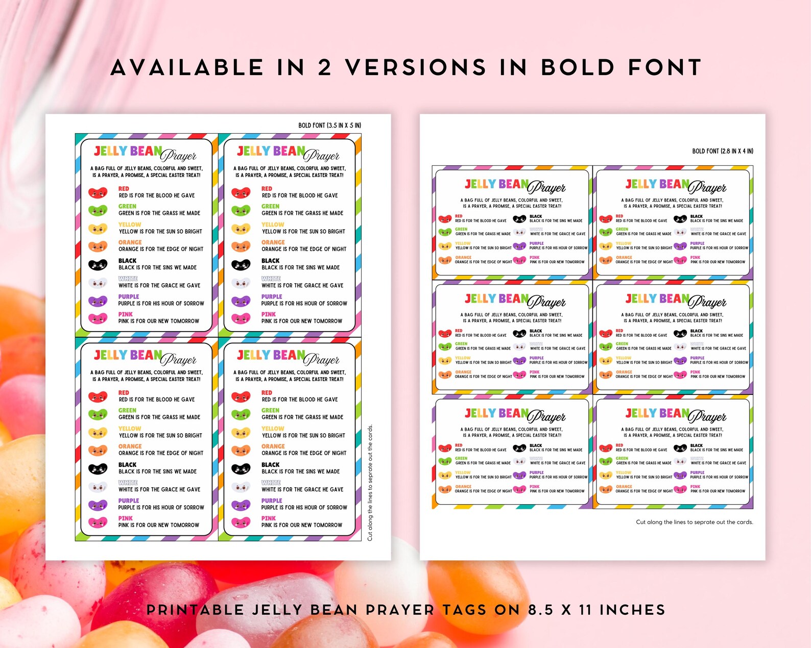 Jelly Bean Prayer Poem Tag Printable, Easter Church Activity, Christian ...