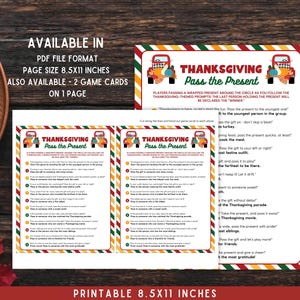 Thanksgiving Pass the Present Game, Printable Party Game (digital ...