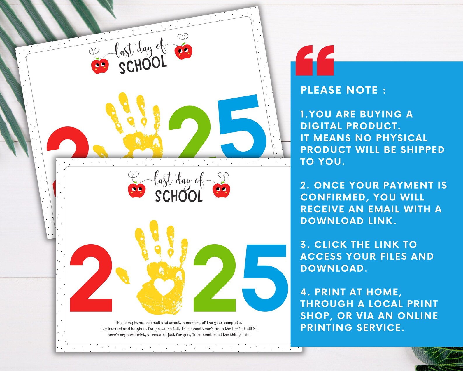 Graduation Handprint Craft, Printable Keepsake for Preschool Kids, End ...