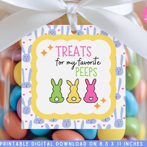 Printable Easter Peeps Treat Tags, Easter Basket Tags, Happy Easter ...