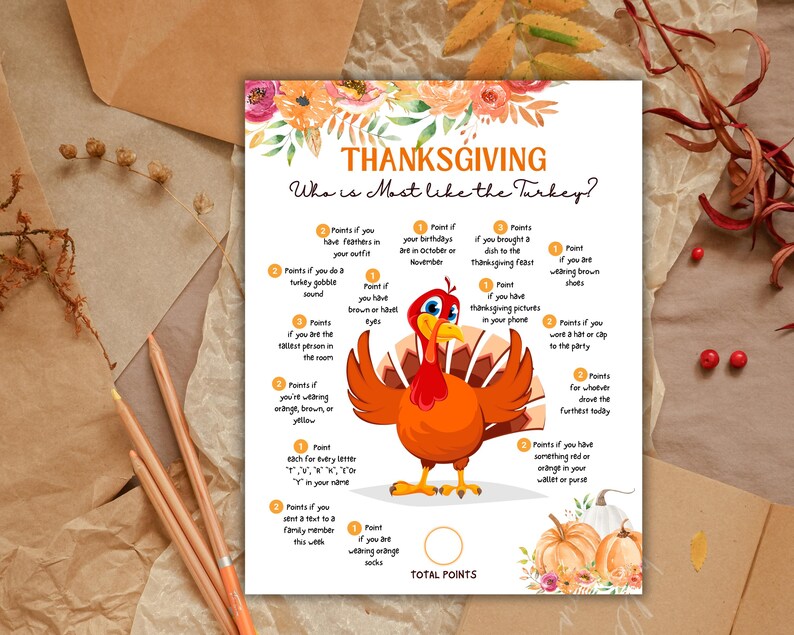 Family & Friends Thanksgiving Game, Dinner Table Game, Office Party ...