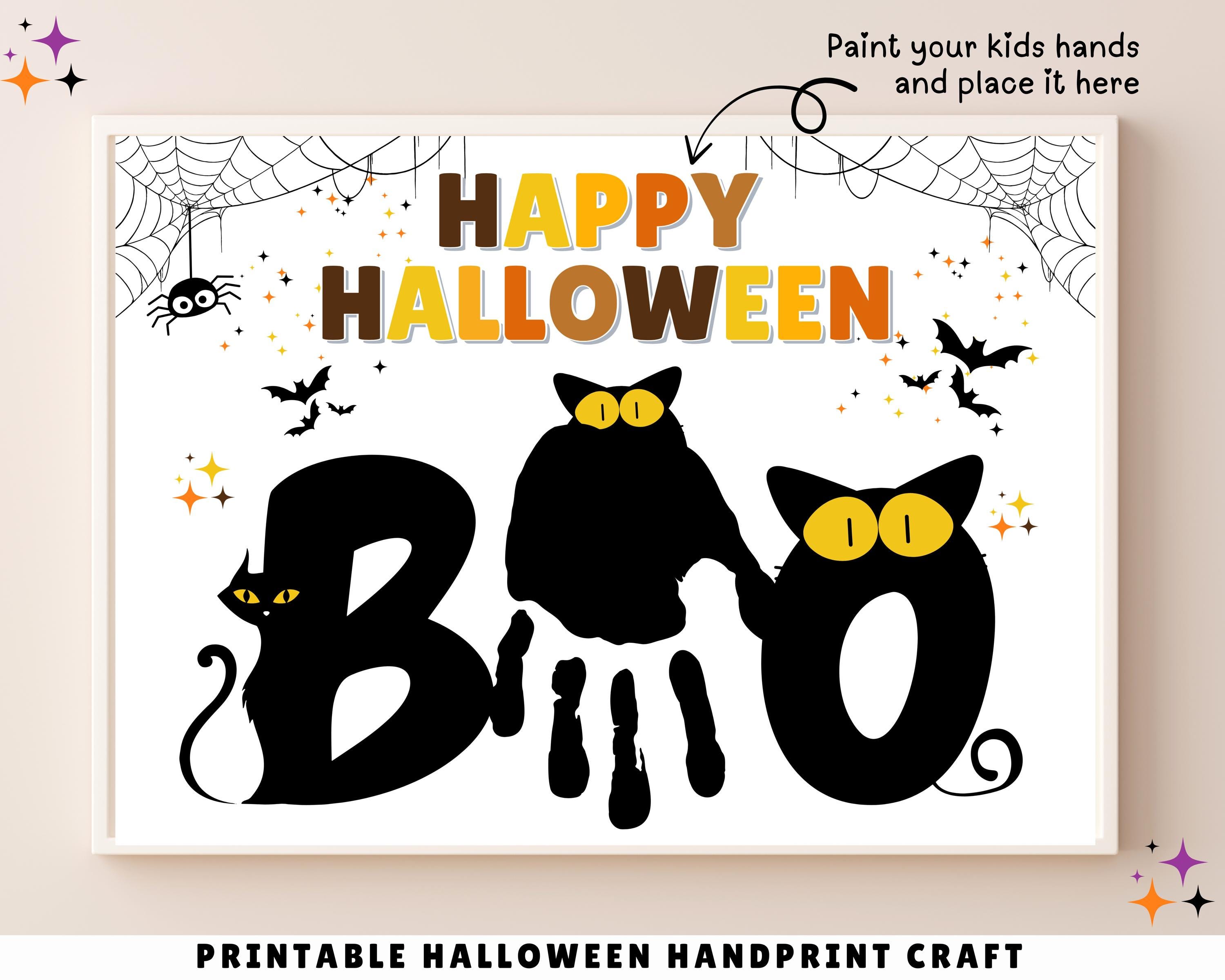 PRINTABLE Halloween Handprint Art, Boo Handprint Fall Art Craft ...