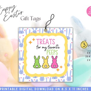 Printable Easter Peeps Treat Tags, Easter Basket Tags, Happy Easter ...