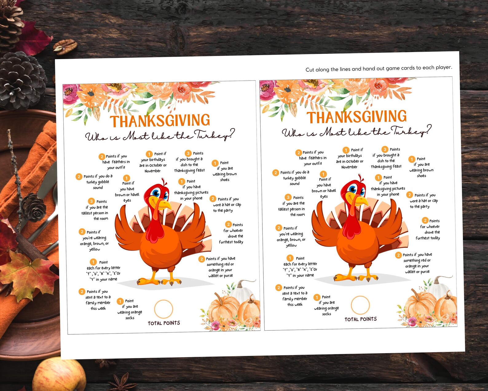 Family & Friends Thanksgiving Game, Dinner Table Game, Office Party ...