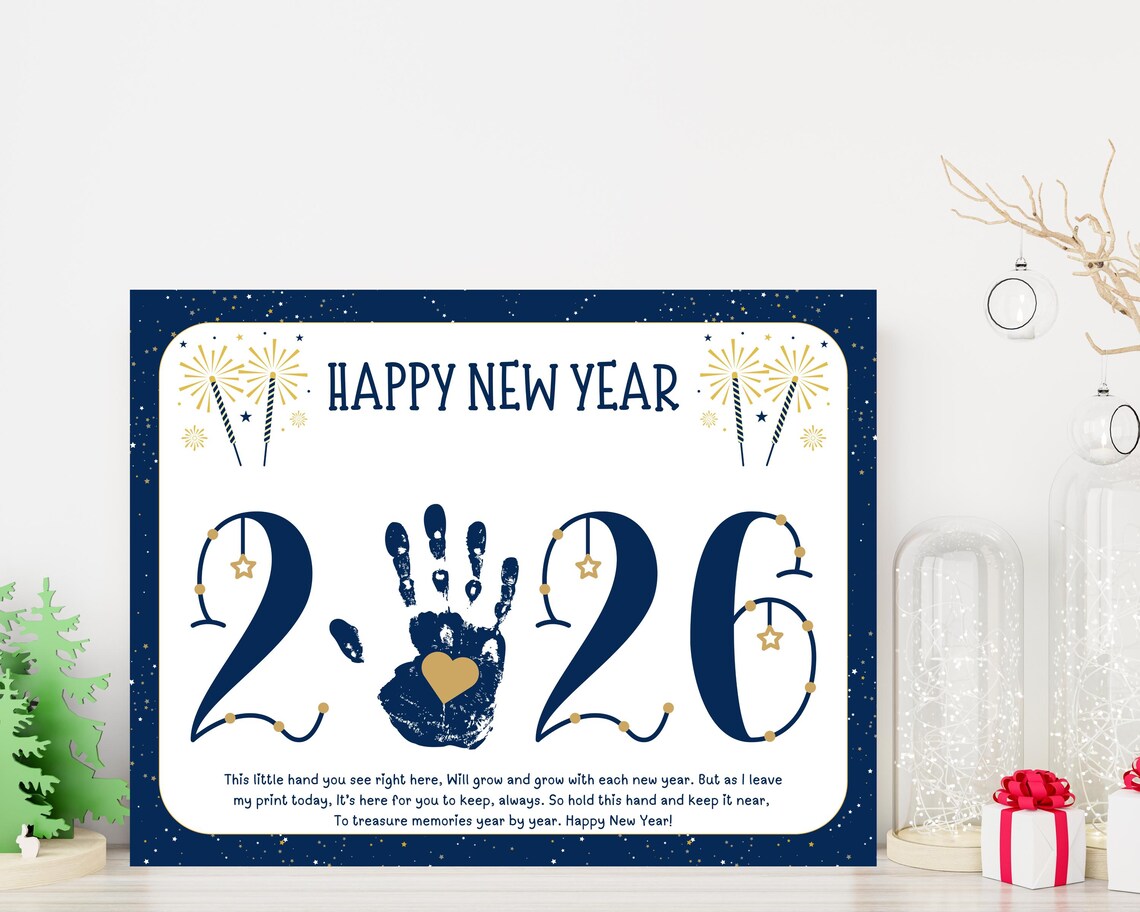 2026 New Year's Handprint Craft for Kids, Printable Poem Keepsake ...