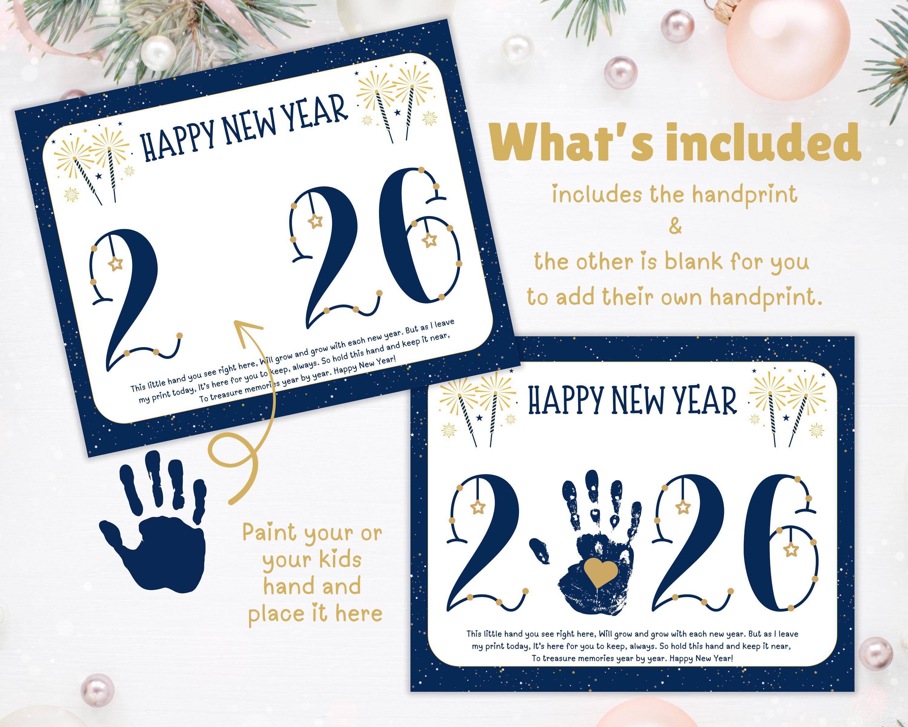 2026 New Year's Handprint Craft for Kids, Printable Poem Keepsake ...