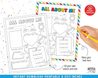 All About Me Printable Activity Coloring Page, All About Me Back to ...