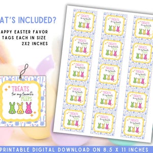 Printable Easter Peeps Treat Tags, Easter Basket Tags, Happy Easter ...