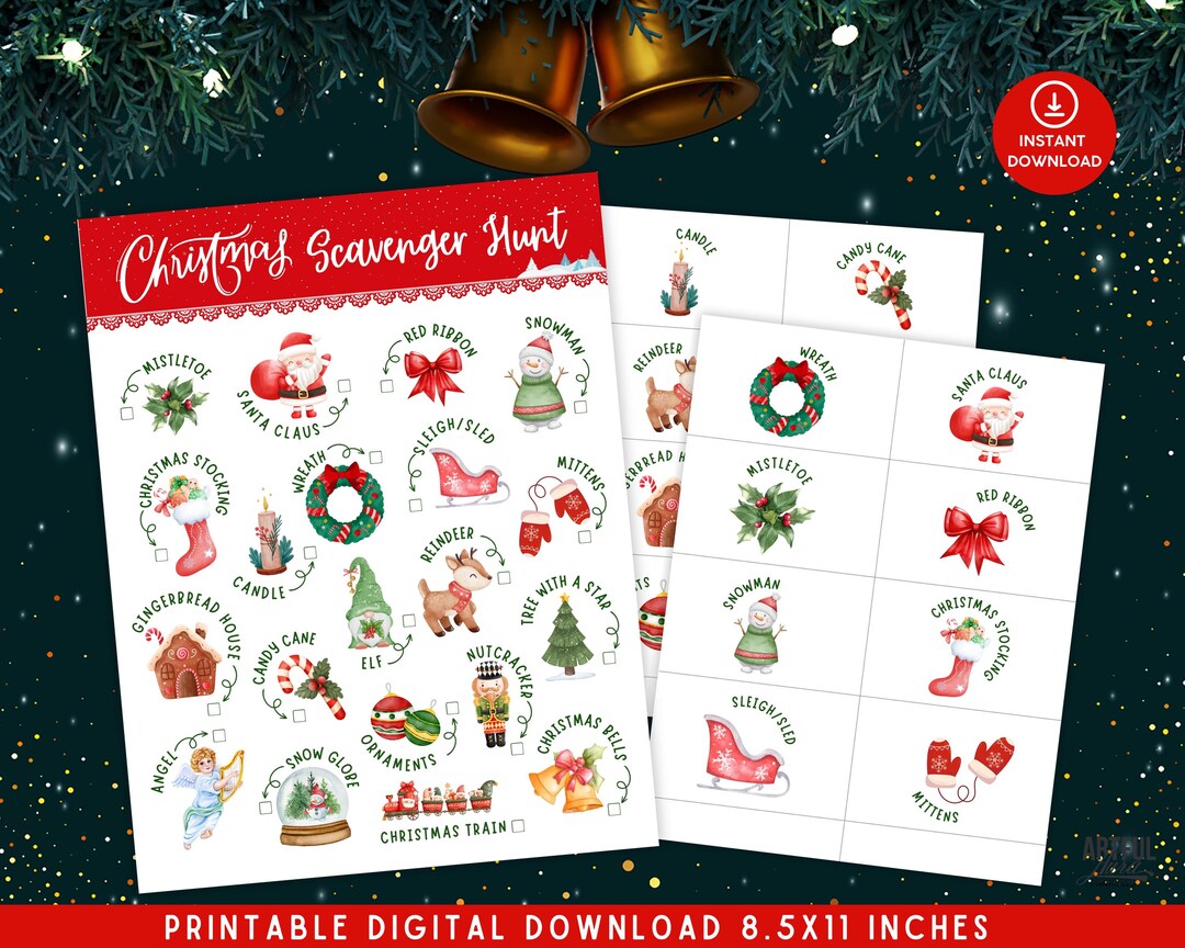 Christmas Scavenger Hunt Activity for Kids, Teens & Adults, Holiday ...