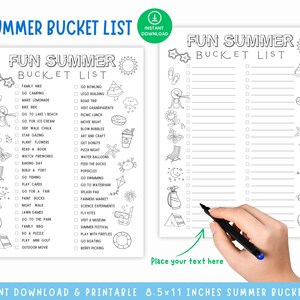 Summer Bucket List Printable, Family Bucket List, Summer Coloring ...