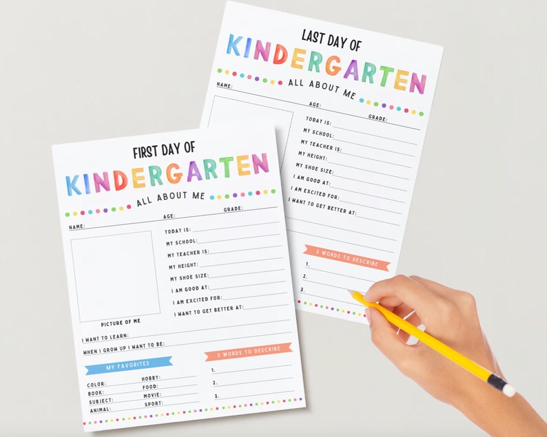 Kindergarten Interview Printable: First & Last Day Keepsake (digital ...