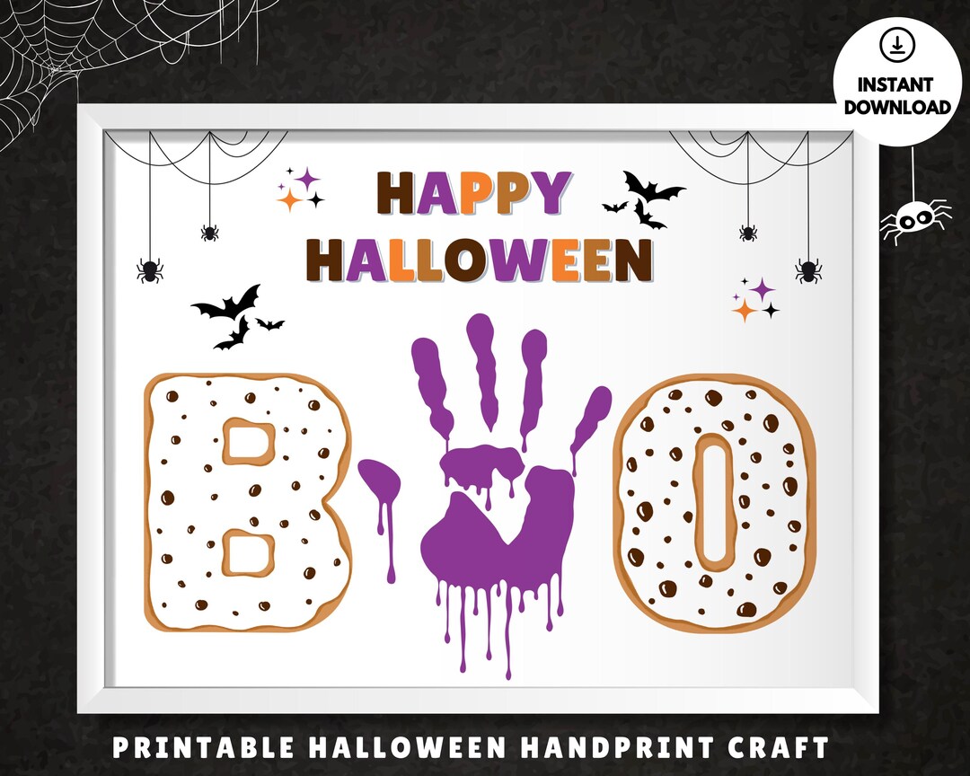 PRINTABLE Halloween Handprint Art, Boo Handprint Fall Art Craft ...
