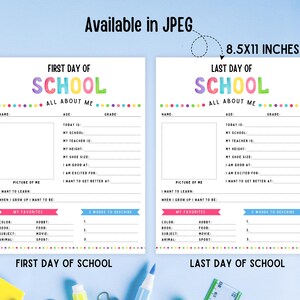 First Day of School Kindergarten Preschool Interview Card Printable All ...
