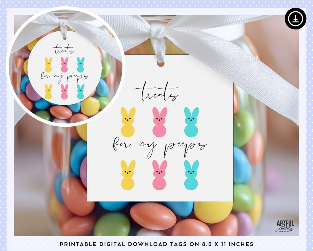 Printable Treats for My Peeps Round Tag, Printable Easter Tags for ...