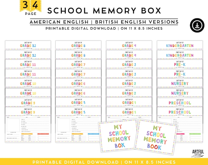 SCHOOL MEMORY BOX File Folder Cover | Printable Sheet Questionnaire ...