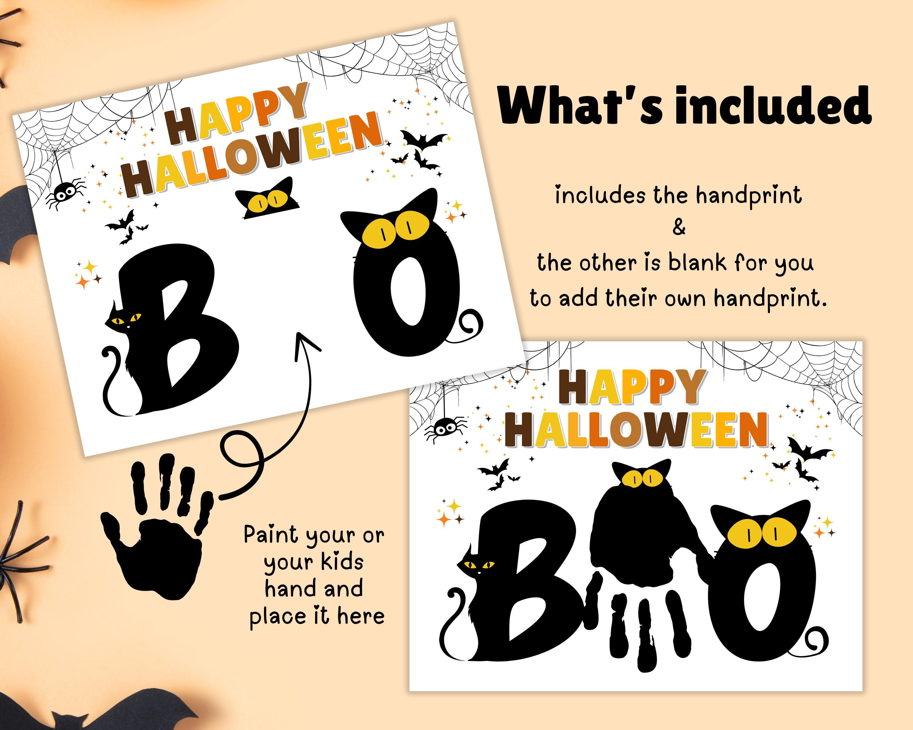 PRINTABLE Halloween Handprint Art, Boo Handprint Fall Art Craft ...