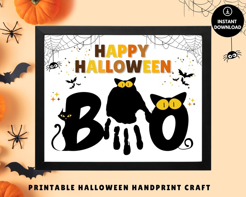PRINTABLE Halloween Handprint Art, Boo Handprint Fall Art Craft ...