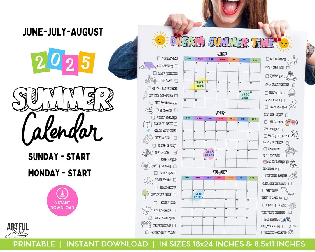2025 Summer Bucket List Printable, Summer Fun Check List for Kids ...