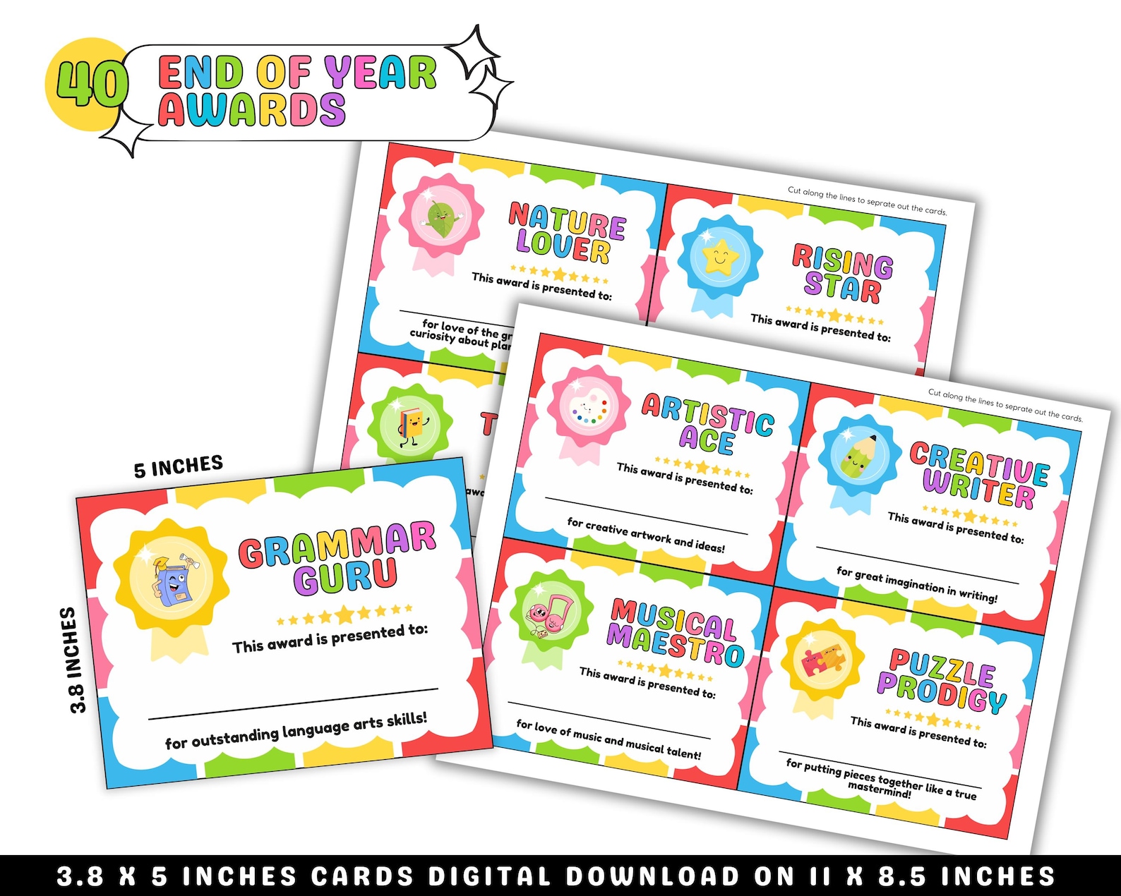 Classroom End of Year Awards, Printable Student Certificates, Printable ...