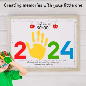 First Day of School Handprint Art, Kindergarten Preschool Craft Back to ...