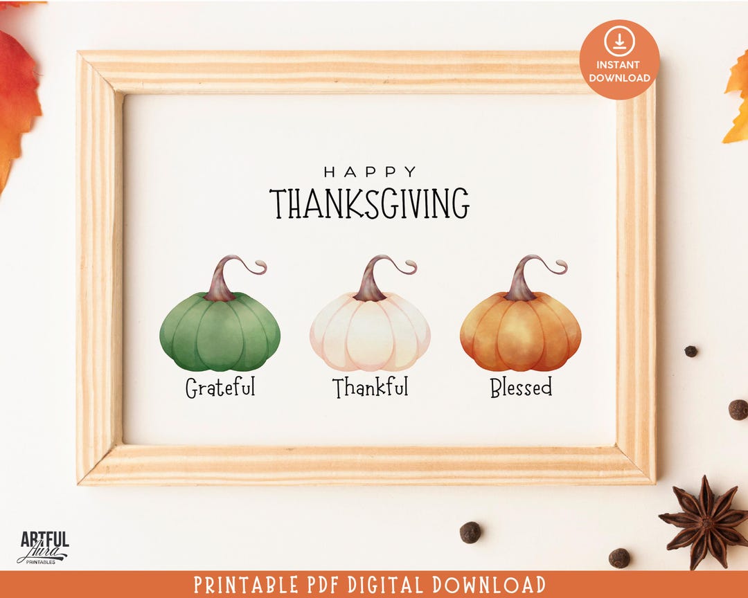 Happy Thanksgiving Sign, Pumpkin Print Fall Decor, Thanksgiving Welcome ...