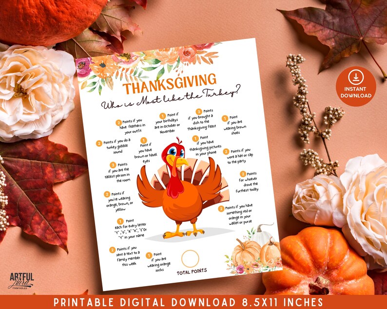 Family & Friends Thanksgiving Game, Dinner Table Game, Office Party ...