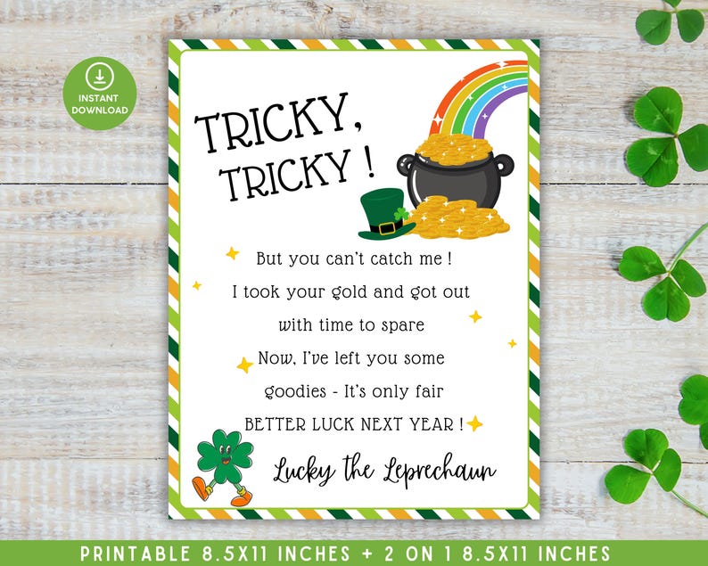 Leprechaun Letter for Kids Printable, Leprechaun Trap, Saint Patrick's ...