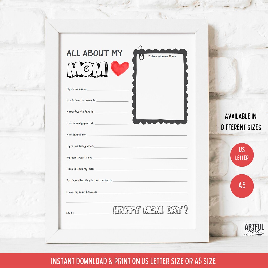 Mother's Day Questionnaire: All About Mom Printable (PDF) - Etsy