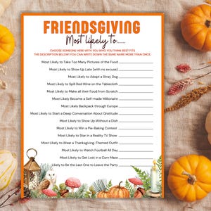 Friendsgiving Who is Most Likely To, Friendsgiving Icebreaker Game for ...