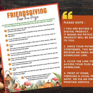 Pass the Prize Game Printable, Prize Left Right Game, Easy Thanksgiving ...