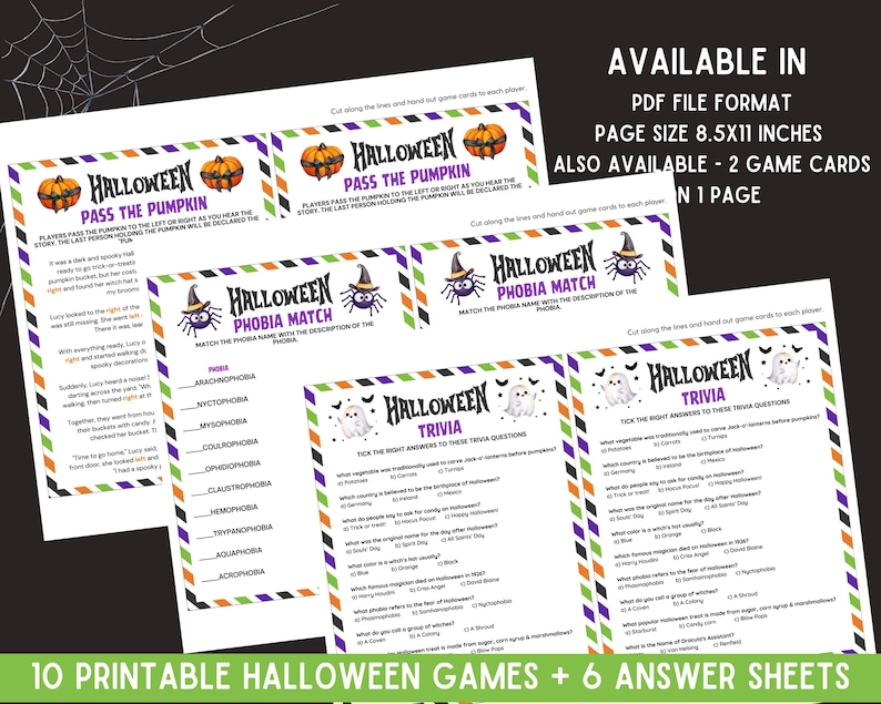 Halloween Printable 10 Game Bundle Halloween Party Games Halloween ...