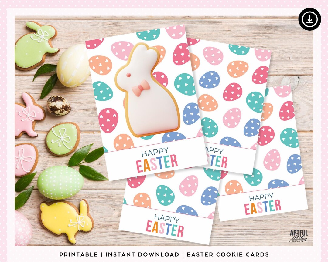 Printable Easter Cookie Cards: Bunny & Egg Designs (PDF) - Etsy