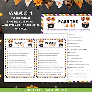 Halloween Pass the Candy Game, Halloween Activity, Pass the Prize Game ...