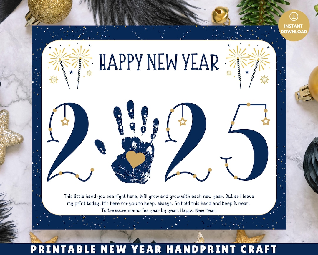 2025 New Year Handprint Craft: Kids Keepsake Memory (printable PDF) - Etsy