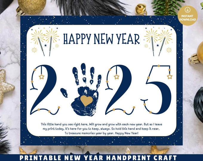 2025 New Year Handprints, Baby Toddler Kids Art Crafts, First Year ...