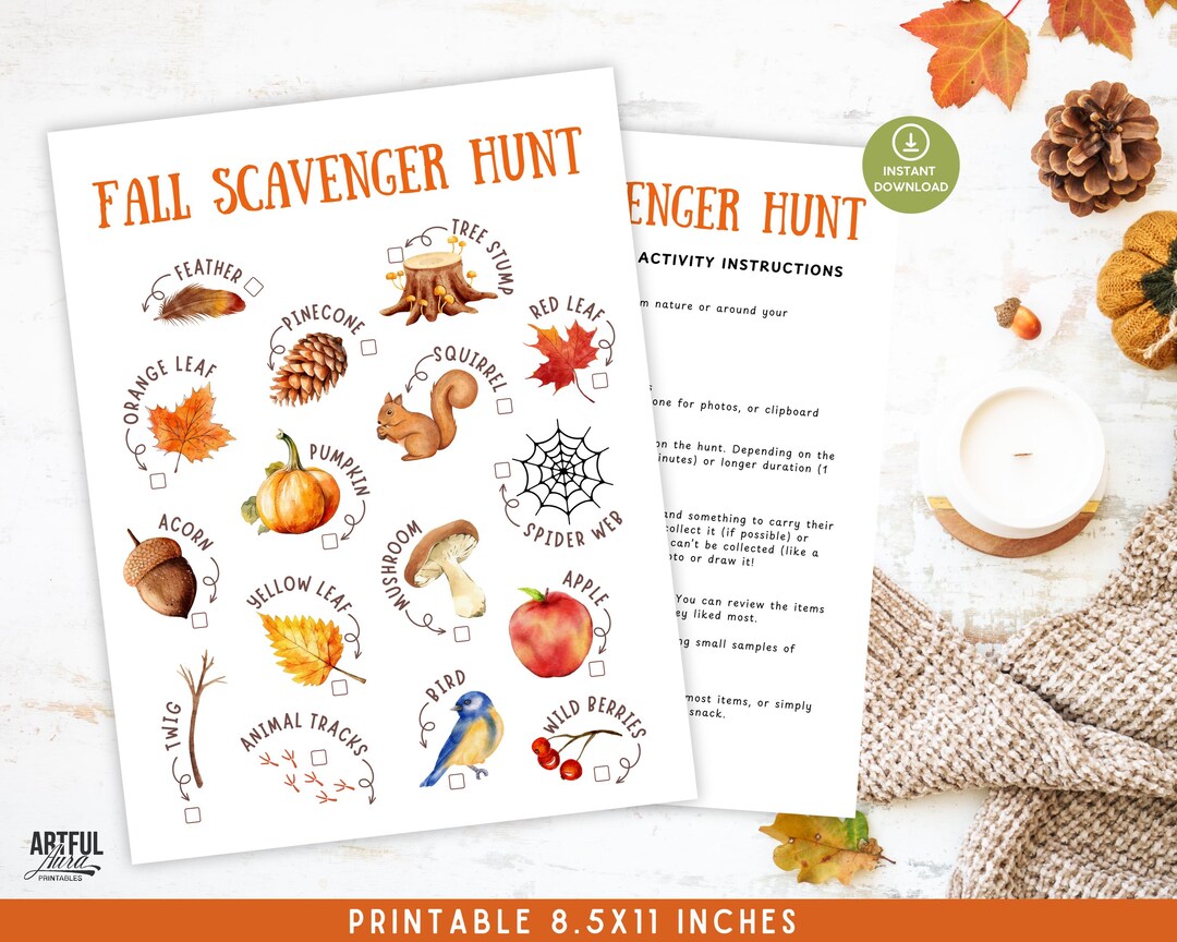 Fall Scavenger Hunt Activity for Kids & Adults Fall Activity Fall for ...