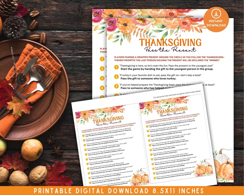 Pass the Pumpkin Game Printable, Prize Left Right Game, Easy ...